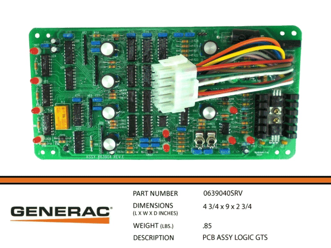 0639040SRV, PCB Assy, Logic GTS, Generac [0639040SRV]
