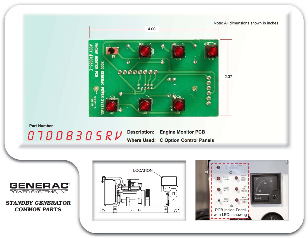 0700830SRV Engine Monitor for Generac [0700830SRV]