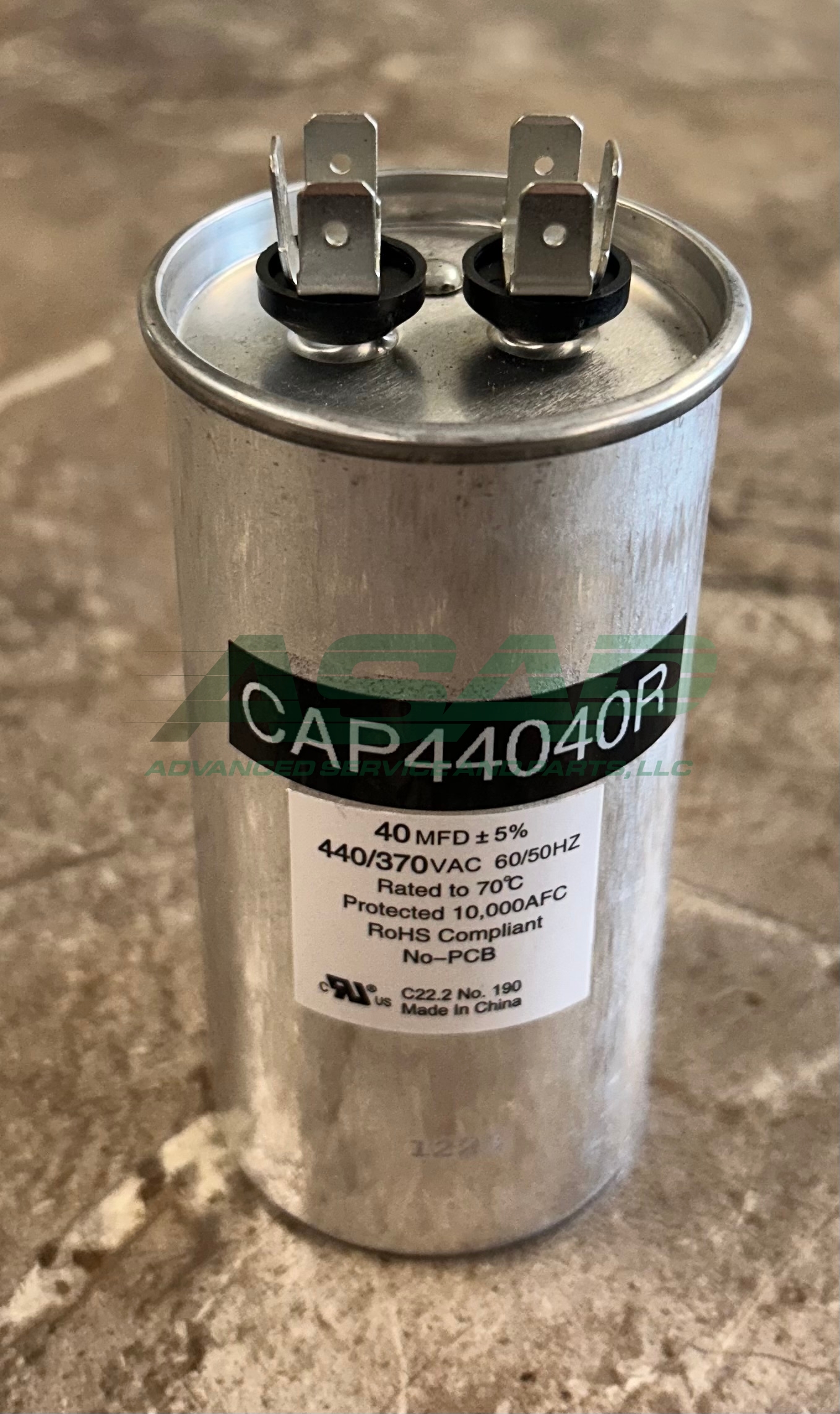 CAP44040R, Capacitor 40 MFD, 440 VAC, Round [CAP44040R]